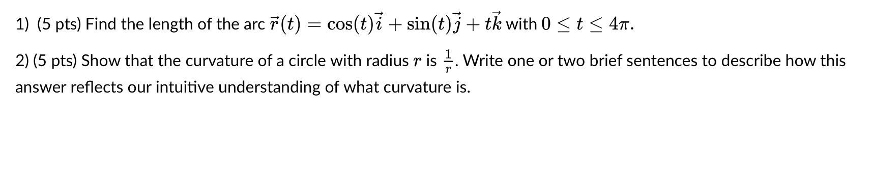 Solved 1) (5 pts) Find the length of the | Chegg.com