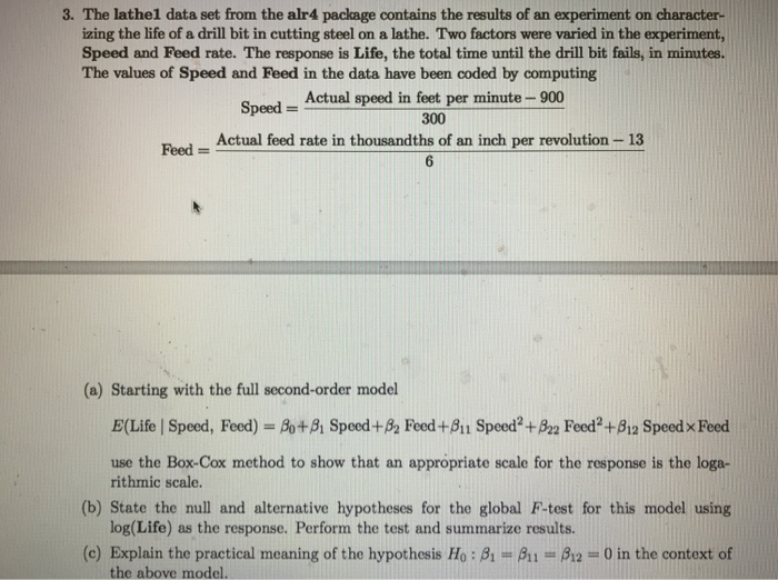 3. The lathel data set from the alr4 package contains | Chegg.com