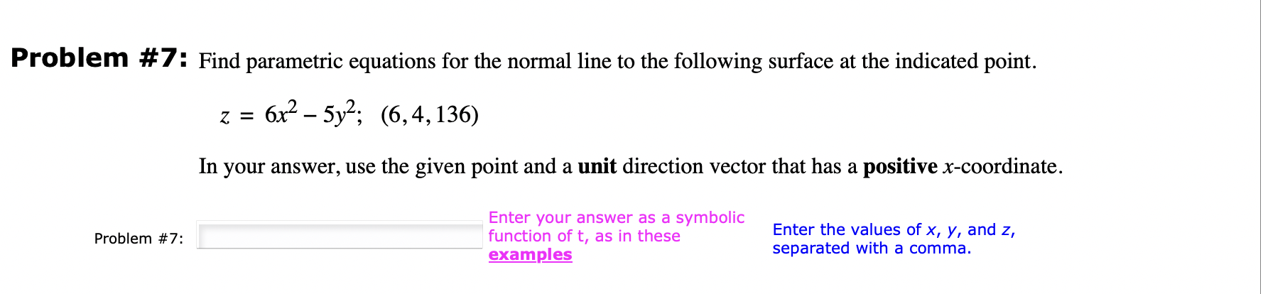Solved Problem \#7: Find parametric equations for the normal | Chegg.com