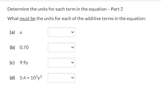 Solved code class="asciimath">Determine the units for each | Chegg.com