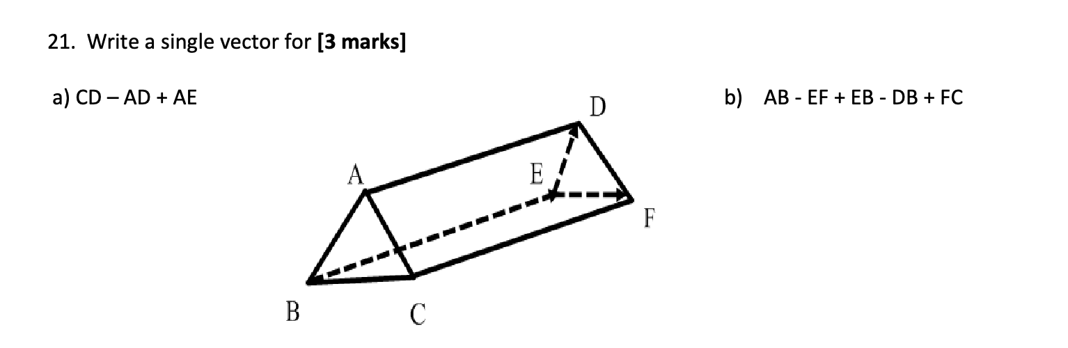 Solved 21. Write a single vector for [3 marks] a) CD−AD+AE | Chegg.com