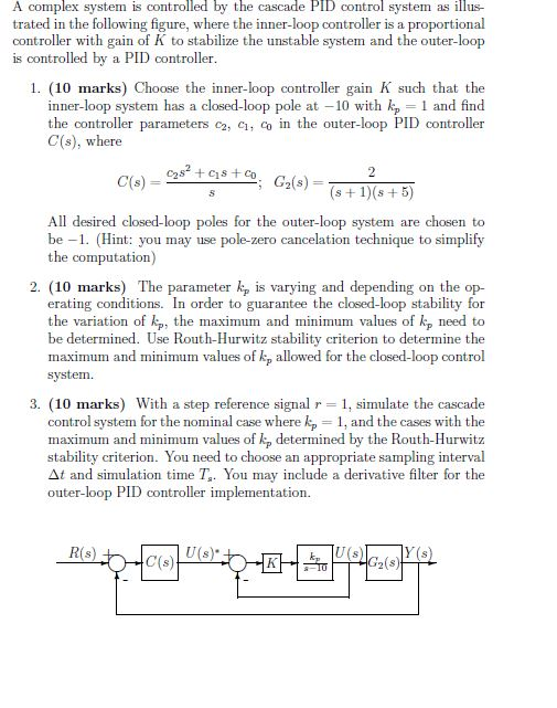 Solved A complex system is controlled by the cascade PID | Chegg.com