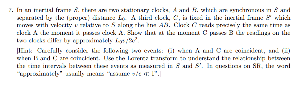 Solved 7. In an inertial frame S, there are two stationary | Chegg.com