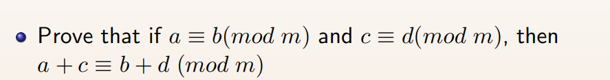 Solved - Prove that if a≡b(modm) and c≡d(modm), then | Chegg.com