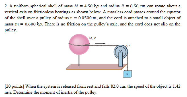 Solved A uniform spherical shell of mass M=4.50kg ﻿and | Chegg.com