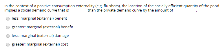 Solved In the context of a positive consumption externality | Chegg.com