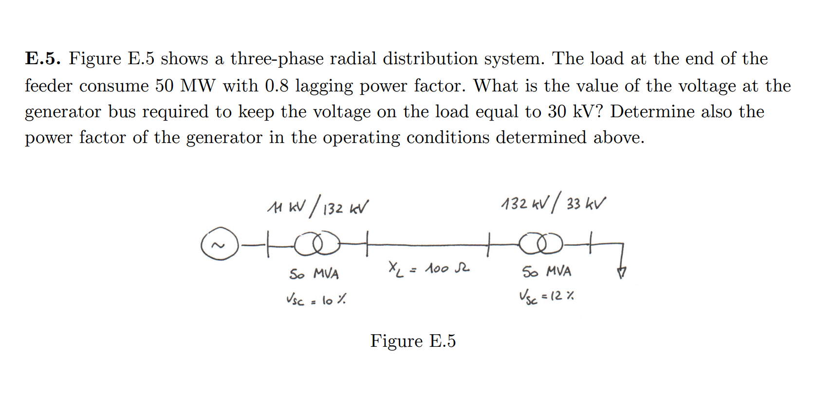 Solved E.5. Figure E.5 shows a three-phase radial | Chegg.com