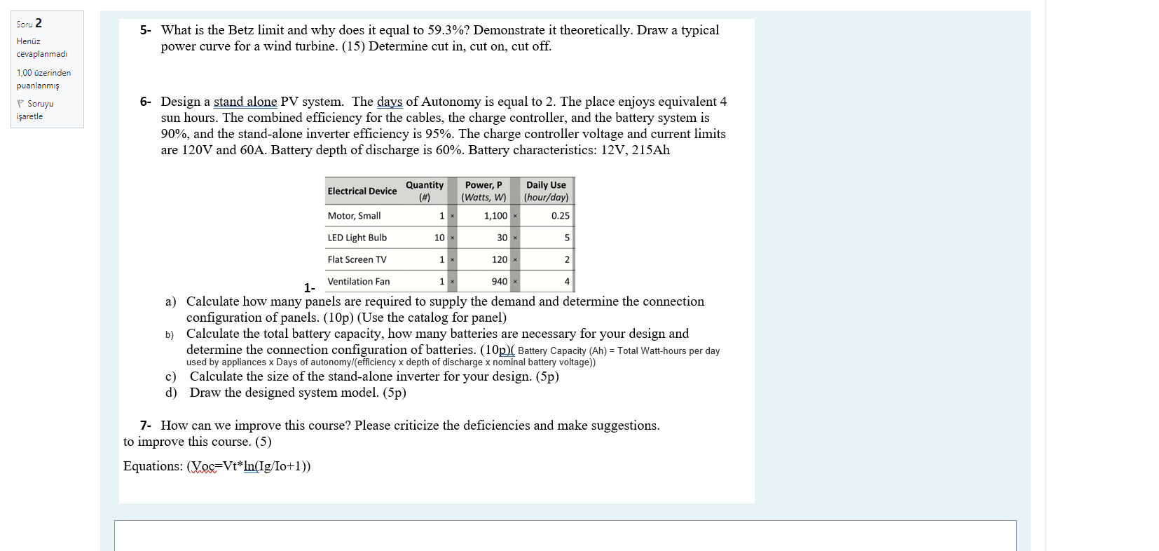 Solved 5- What is the Betz limit and why does it equal to | Chegg.com
