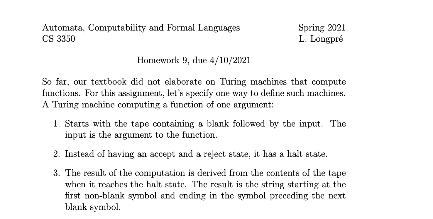 Solved Automata, Computability and Formal Languages CS 3350 | Chegg.com