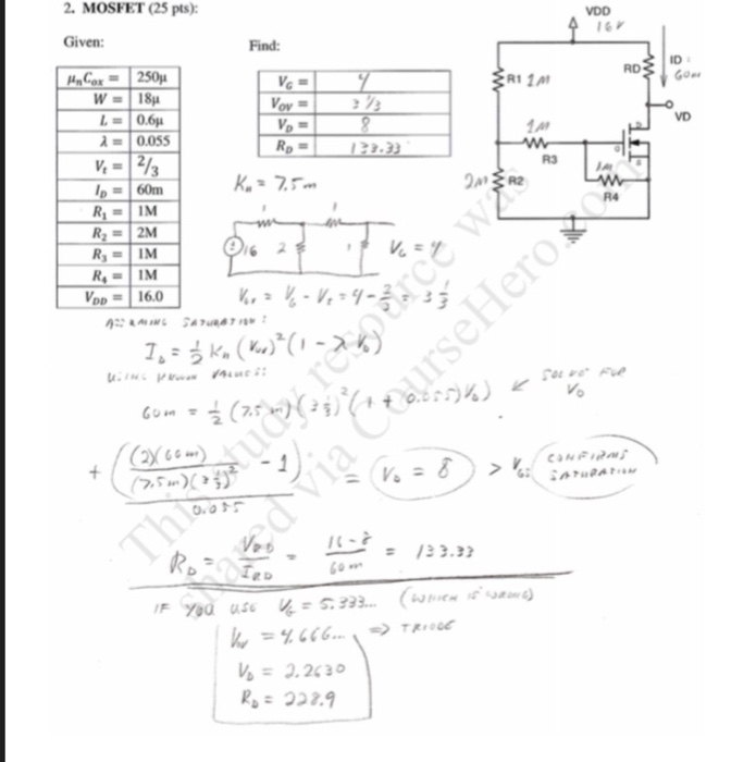 Solved Can someone explain why Vov=VG-Vt? Why not | Chegg.com