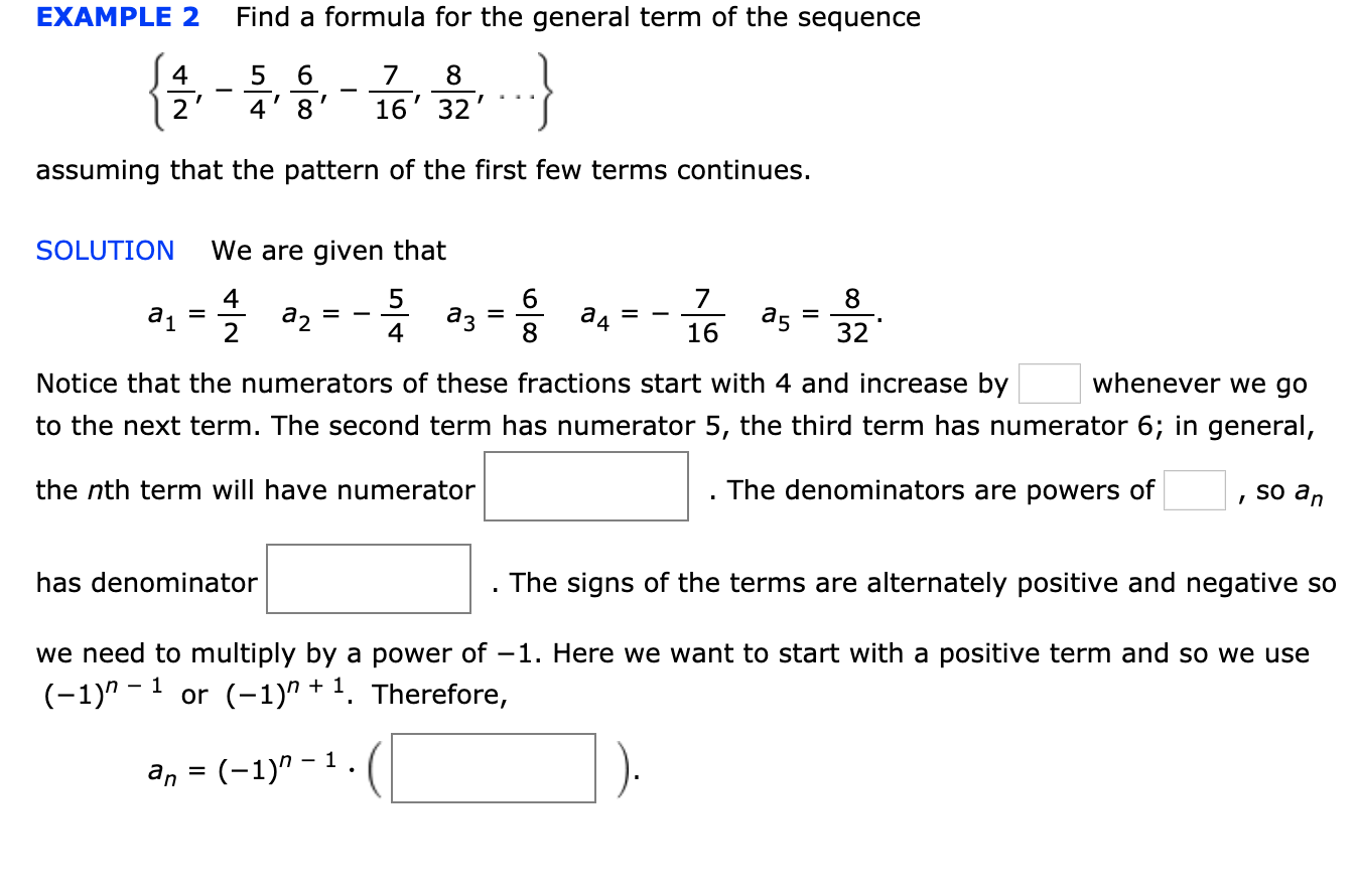 Solved EXAMPLE 2 Find a formula for the general term of the | Chegg.com