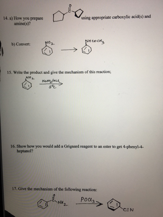 Solved using appropriate carboxylic acid(s) and 14. a) How | Chegg.com