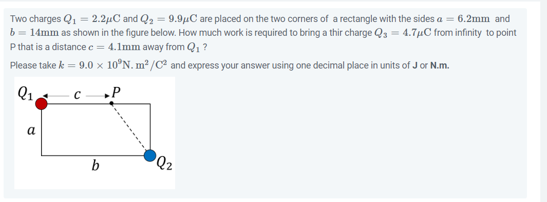 Solved Two charges Q1=2.2μC and Q2=9.9μC are placed on the | Chegg.com