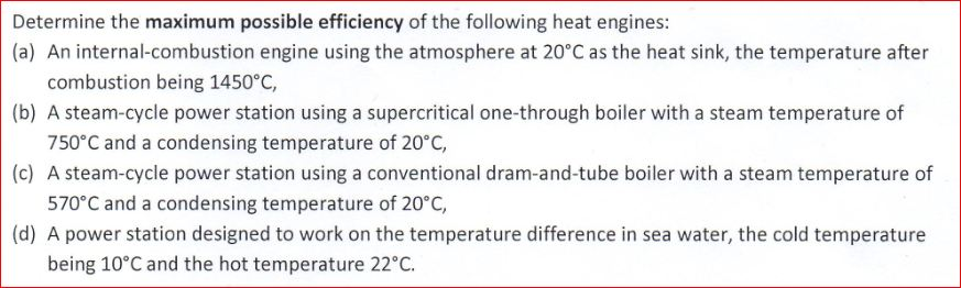 Solved Determine the maximum possible efficiency of the | Chegg.com