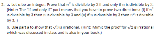Solved 2. a. Let n be an integer. Prove that n is divisible | Chegg.com