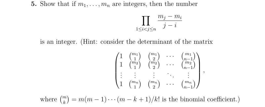 Solved 5. Show that if m1,…,mn are integers, then the number | Chegg.com
