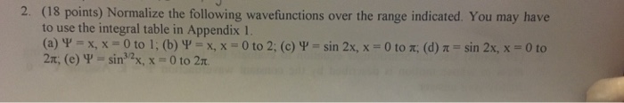 Solved Normalize the following wave functions over the range | Chegg.com