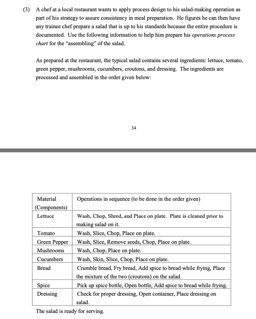 Solved (3) A chef at a local restaurant wants to apply | Chegg.com