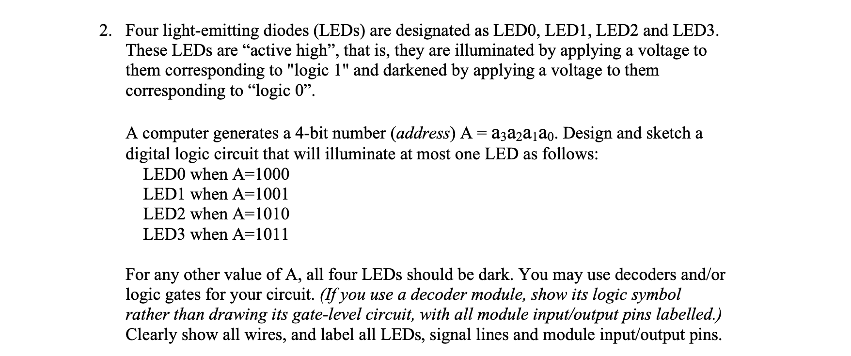 Solved Four light-emitting diodes (LEDs) ﻿are designated as | Chegg.com