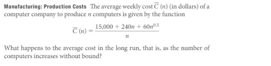 Solved Manufacturing: Production Costs The average weekly | Chegg.com