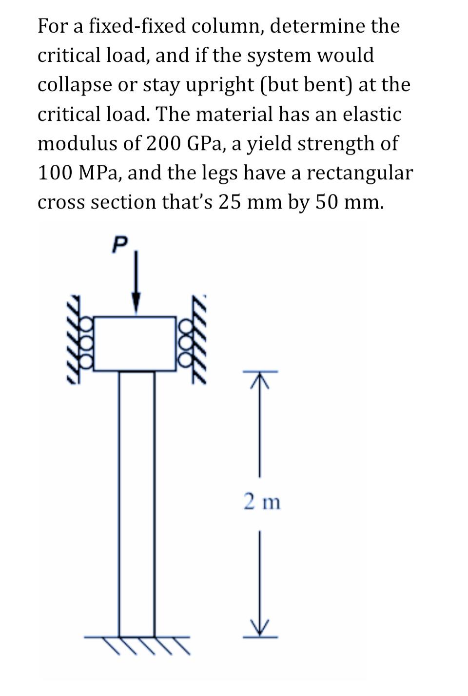 Solved For a fixed-fixed column, determine the critical | Chegg.com