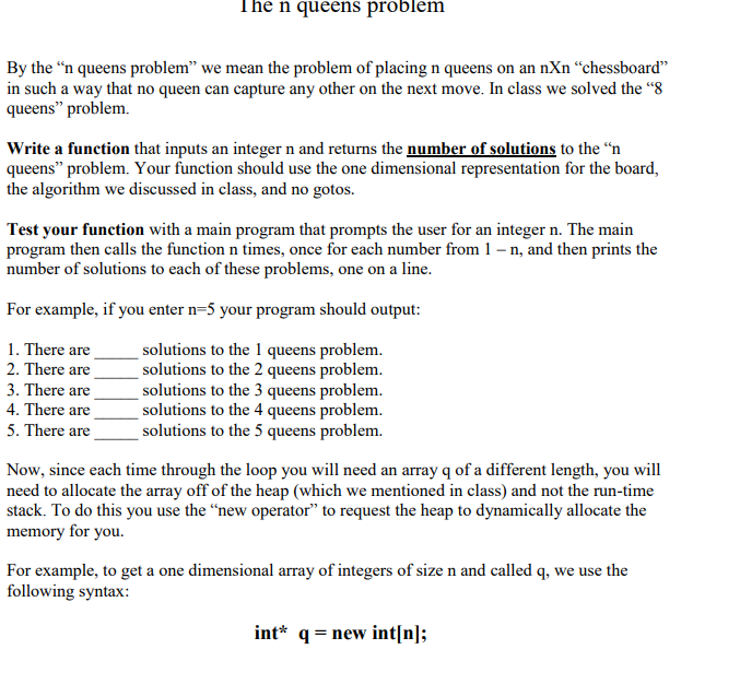 Solved By the " n queens problem" we mean the problem of | Chegg.com