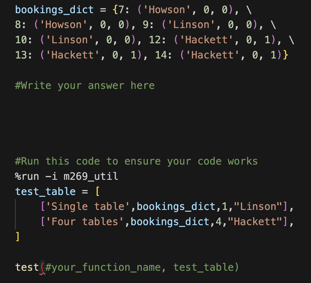Solved #### Q2(e) *bookings_dict* is a dictionary exported | Chegg.com