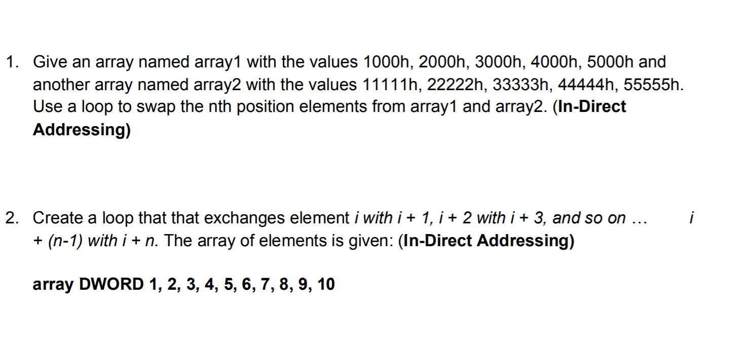 1 Give An Array Named Array1 With The Values 1000h 
