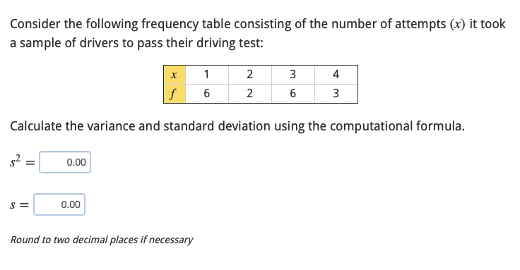 Solved Consider the following frequency table consisting of | Chegg.com