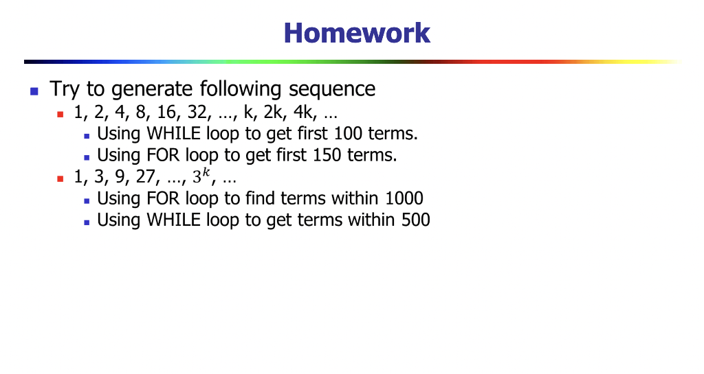 Solved Homework Try to generate following sequence 1, 2, 4, | Chegg.com