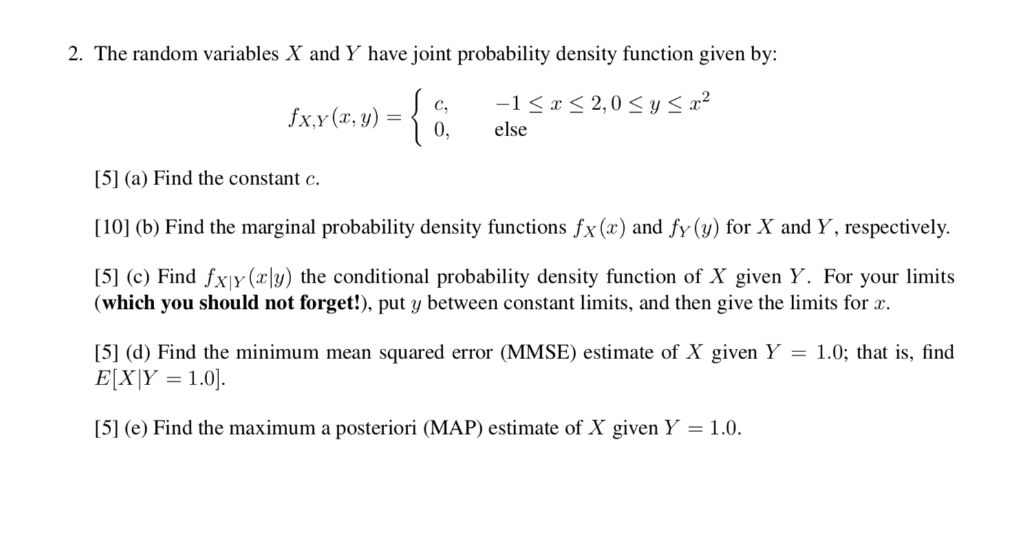 Solved 2. The random variables X and Y have joint | Chegg.com