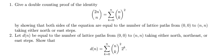 Solved 1. Give a double counting proof of the identity | Chegg.com