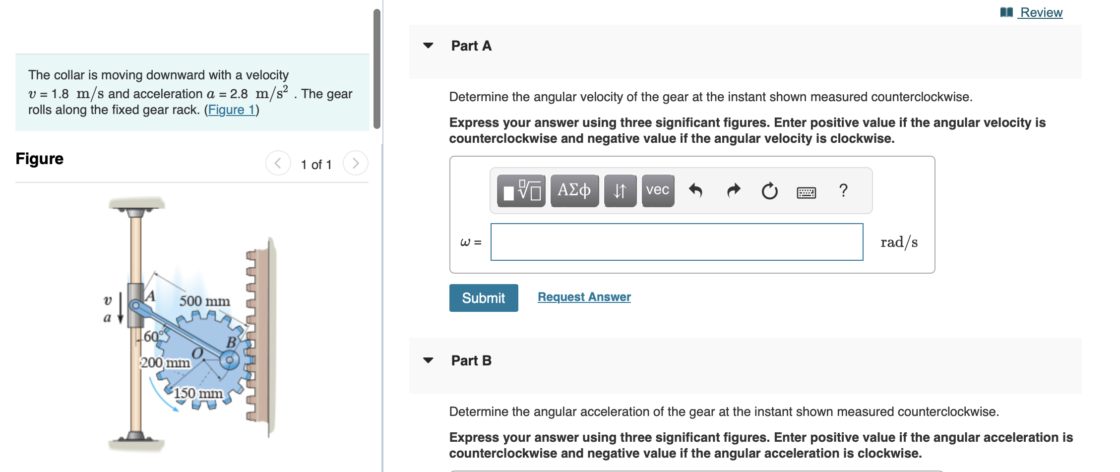 Solved The collar is moving downward with a velocity v=1.8 | Chegg.com