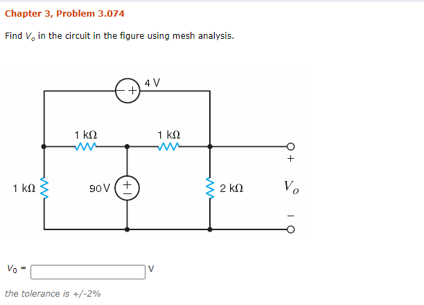Solved Chapter 3, Problem 3.074 Find V, in the circuit in | Chegg.com