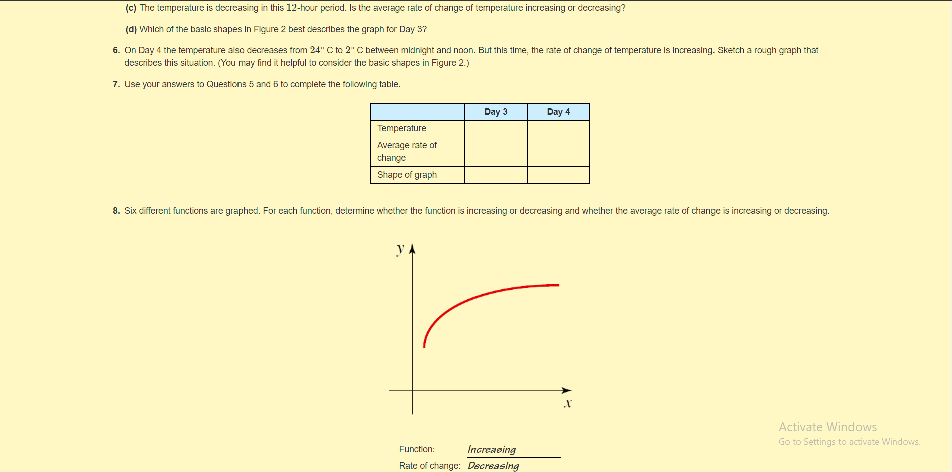 Solved II. Rates of Change and the Shapes of Graphs The | Chegg.com