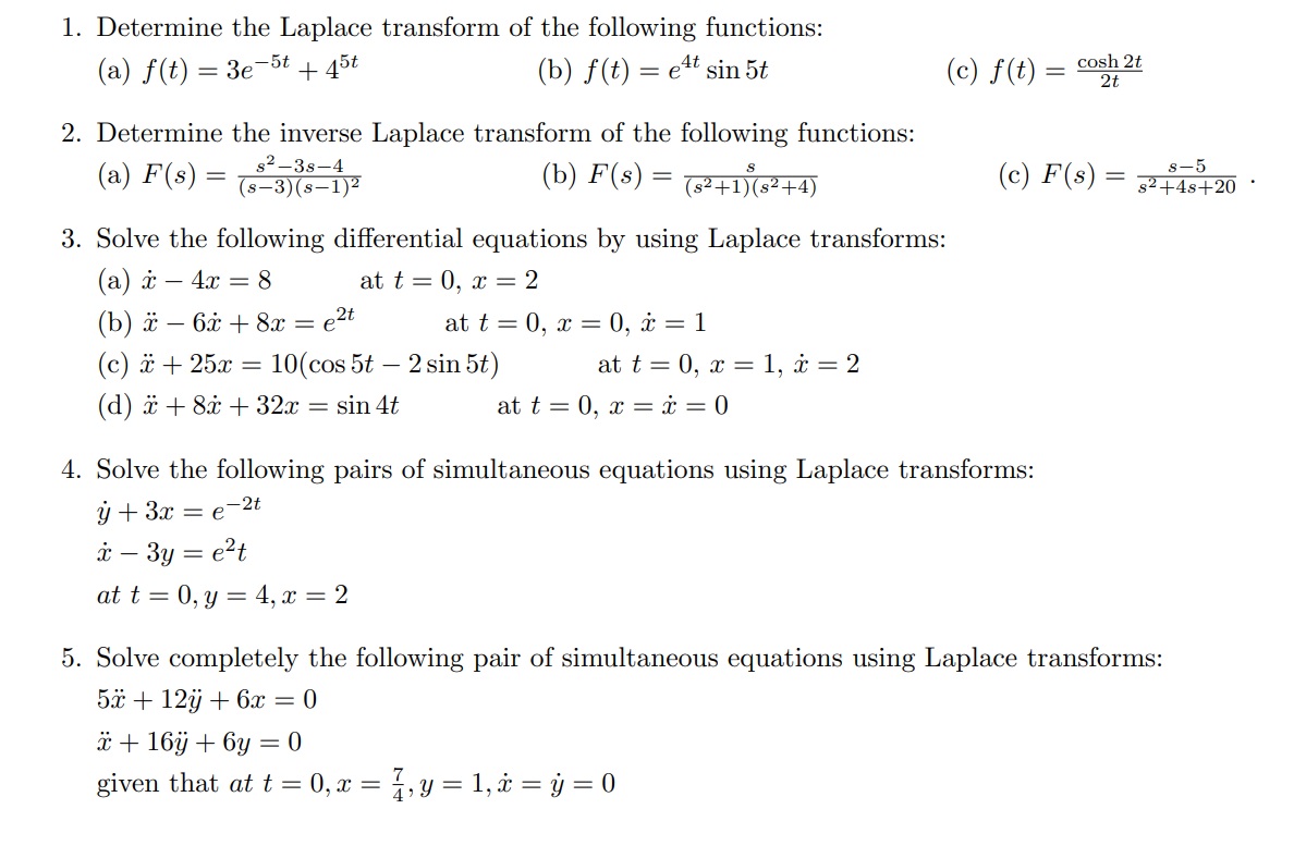 Solved Determine the Laplace transform of the following | Chegg.com