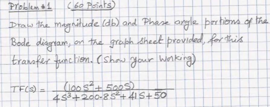 Solved Problem #1 (60 points) Draw the magnitude (db) and | Chegg.com
