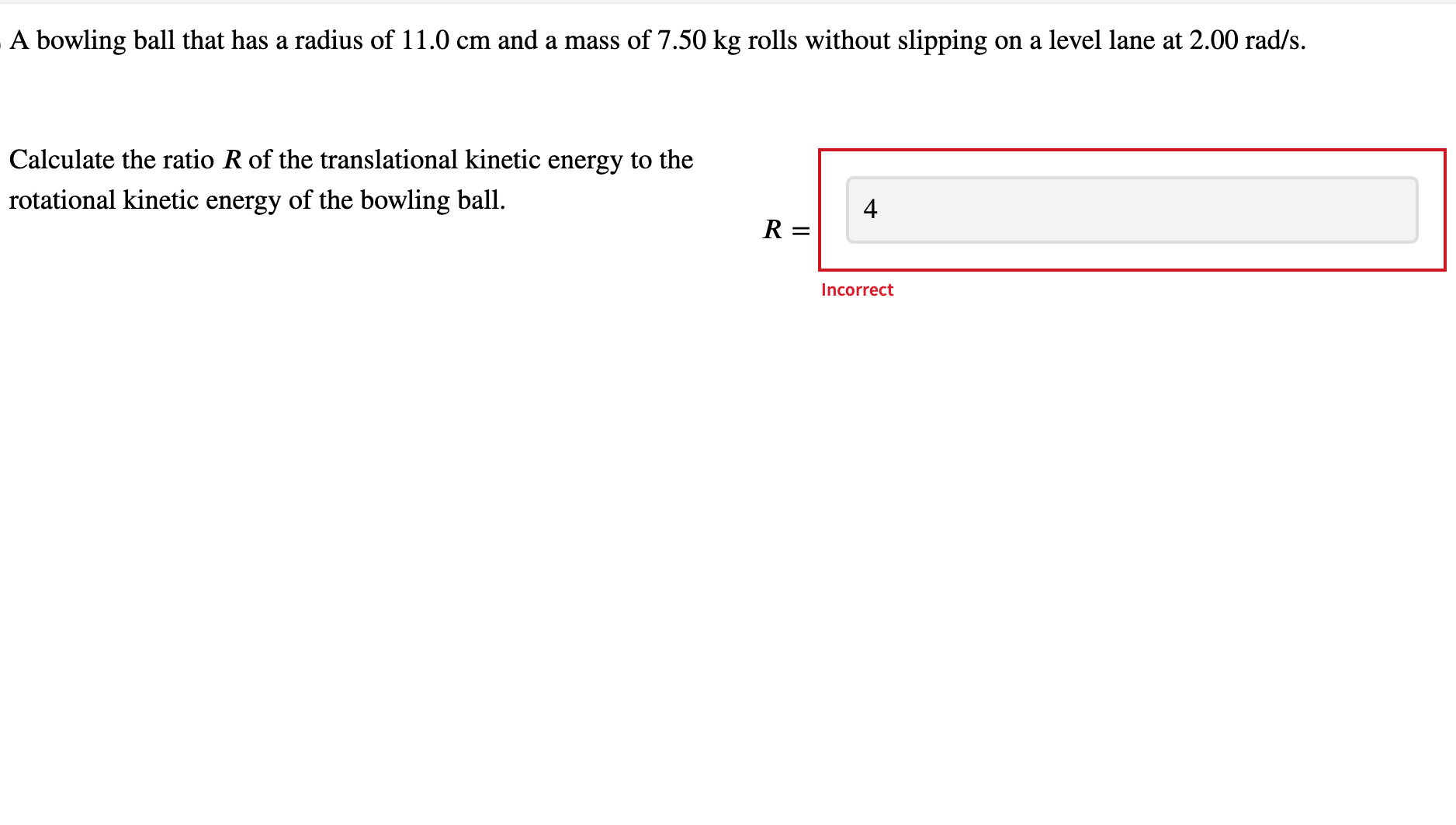 Solved A bowling ball that has a radius of 11.0 cm and a | Chegg.com