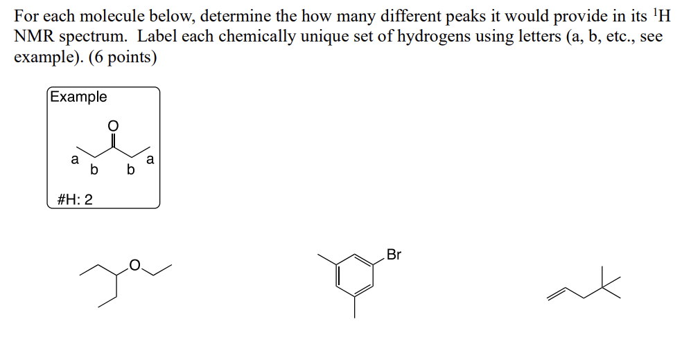 Solved For each molecule below, determine the how many | Chegg.com