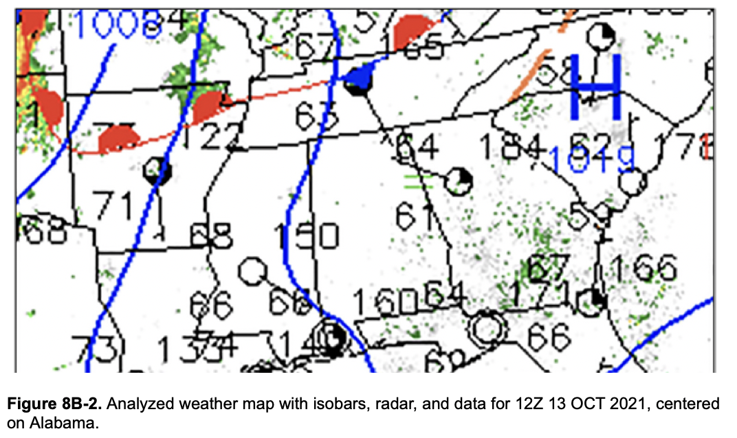 Solved Figure 8B-1. Analyzed weather map with isobars, | Chegg.com