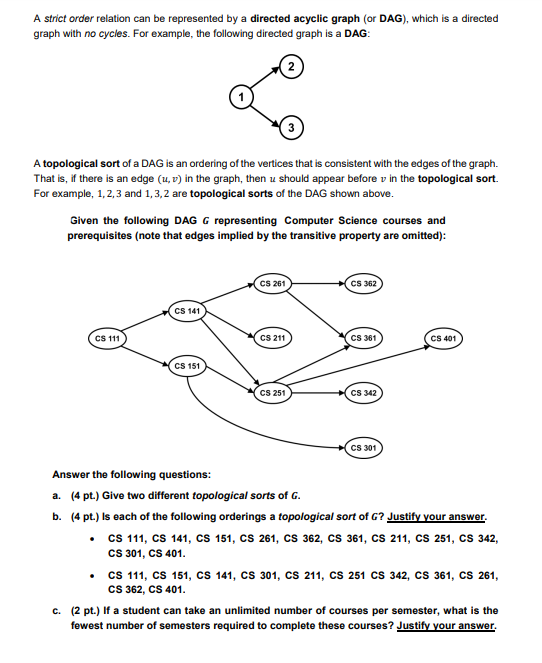 Solved A strict order relation can be represented by a | Chegg.com