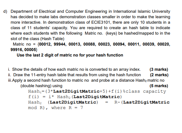 Solved d) Department of Electrical and Computer Engineering | Chegg.com