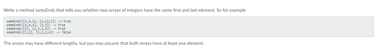 Solved Write A Method Sameends That Tells You Whether Two Chegg