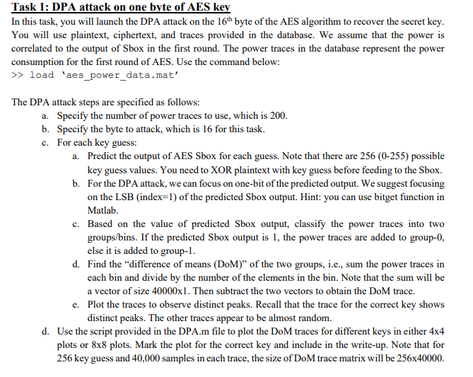Solved Assignment 1 Differential Power Analysis (DPA) Attack | Chegg.com