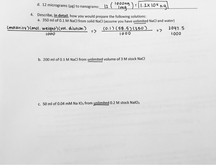 Solved d. 12 micrograms (ug) to nanograms:_ 12 000nx10u n Im | Chegg.com