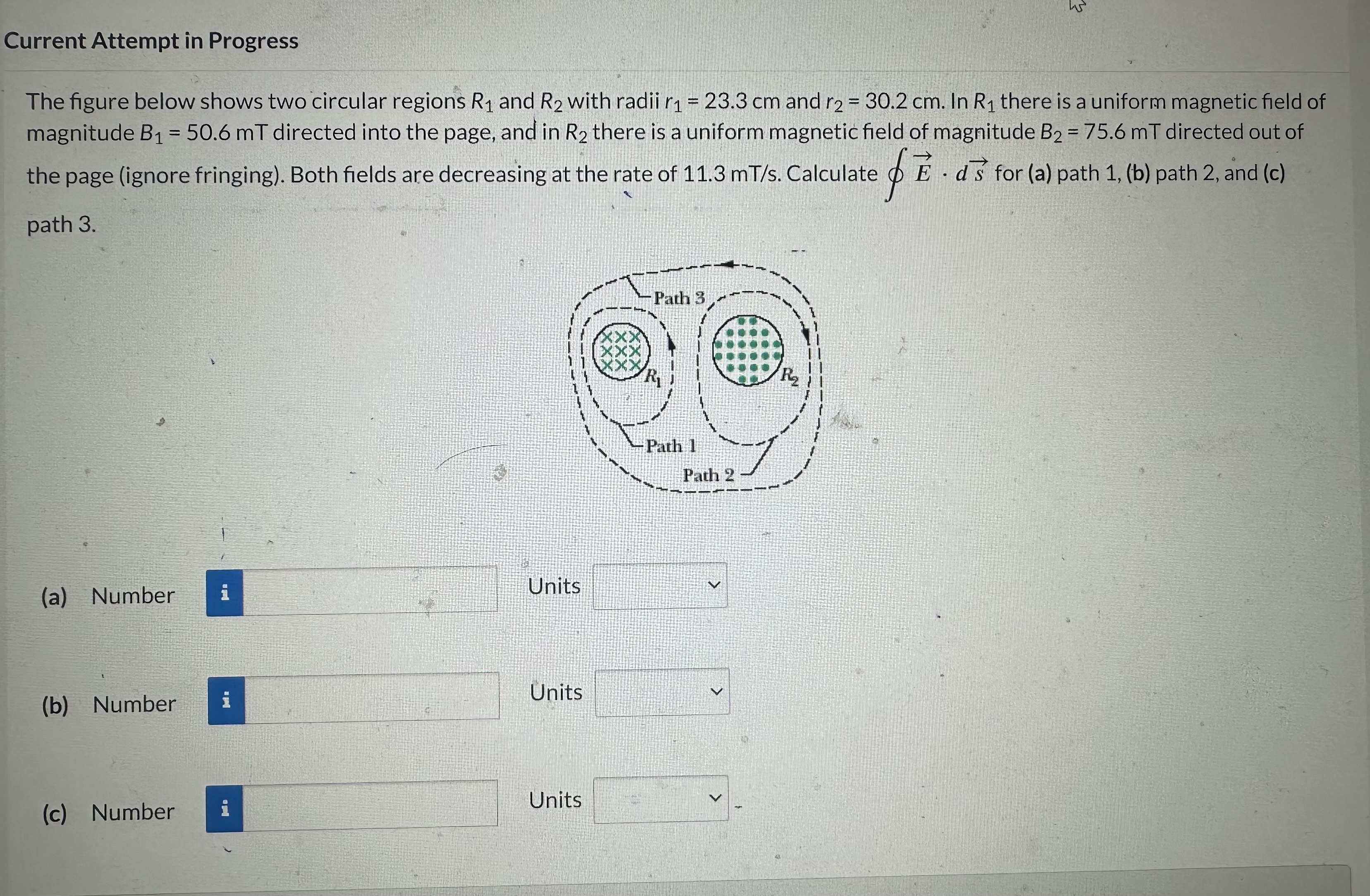 Solved The figure below shows two circular regions R1 and R2 | Chegg.com