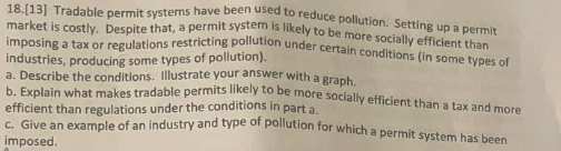 Solved 18.[13] Tradable permit systems have been used to | Chegg.com