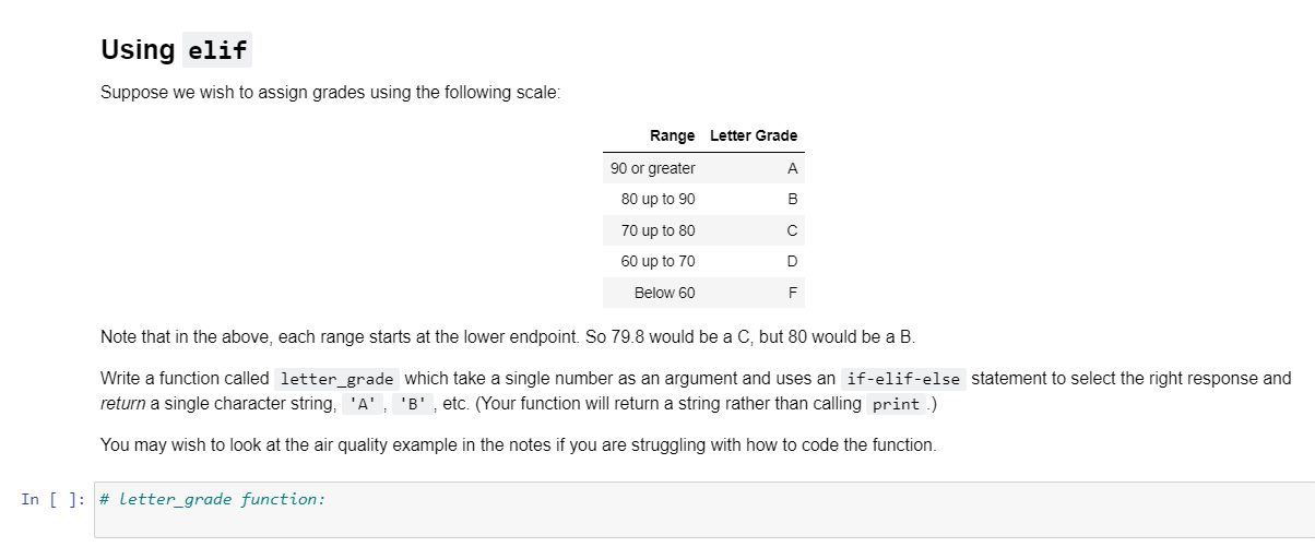 Solved Suppose we wish to assign grades using the following | Chegg.com
