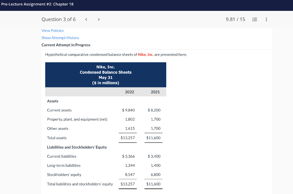 Solved Pre-Lecture Assignment #2: Chapter 18 Question 3 of 6 | Chegg.com