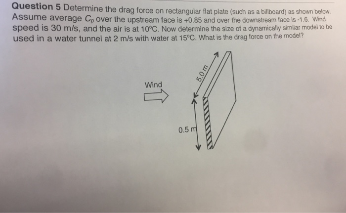 Solved Question 5 Determine the drag force on rectangular | Chegg.com